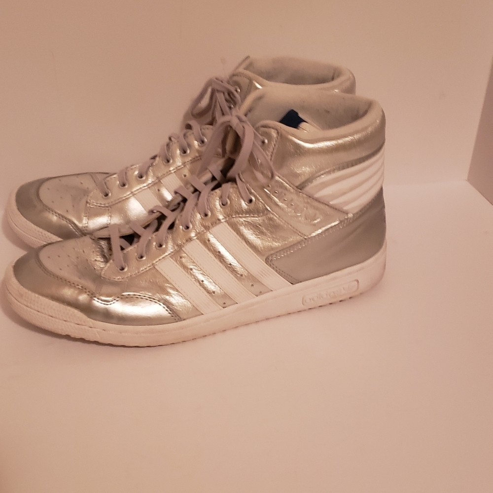 Adidas Metallic Silver Basketball Shoes Size 13 - Gem